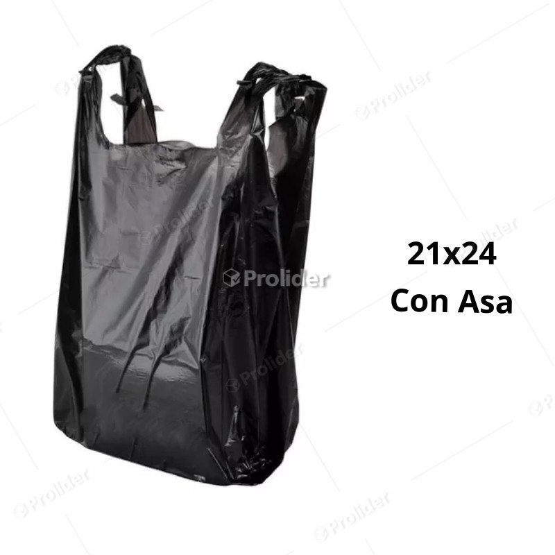 Comprar Bolsas Plásticas con Asa Negras / 21 x 24 / 100 unidades en ...