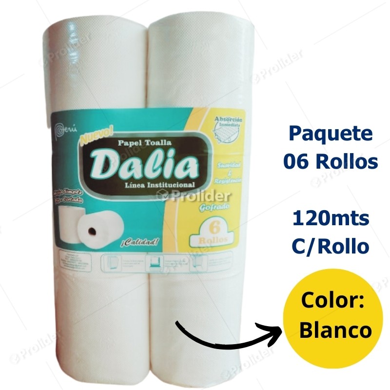 Comprar Papel Toalla Jumbo Dalia Blanco Gofrado Paquete x 6 Rollos en ...