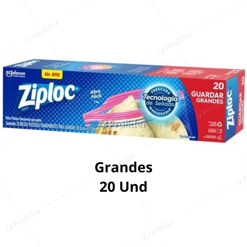 Comprar Bolsas Reutilizables Ziploc Para Guardar grandes Paquete x 20 unidades (26.8 cm x 27.3 ...