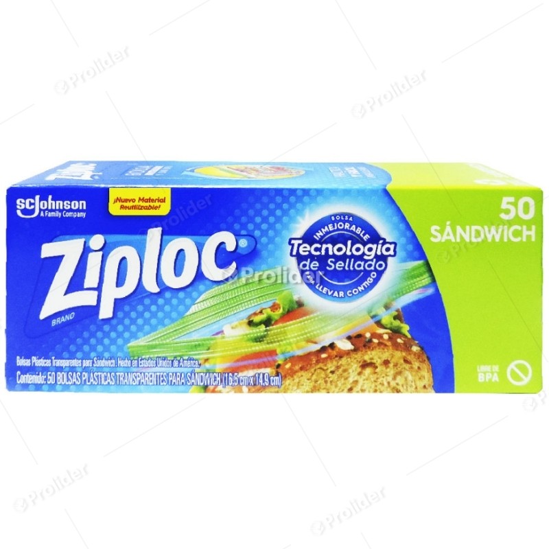 Comprar Bolsas Reutilizables Ziploc Para Sandwich Paquete x 50 unidades ...